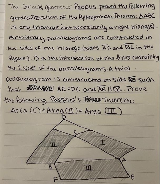 Solved The Greek geometer Pappus proucd the following | Chegg.com