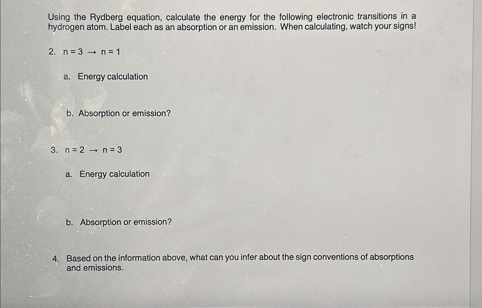 Solved Using the Rydberg equation, calculate the energy for | Chegg.com