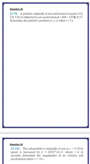 Solved Question (1) 12-1. Starting from rest, a particle | Chegg.com