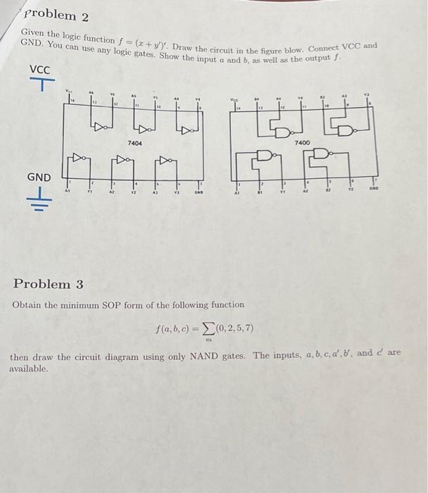 Solved problem 2 Given the logic function f+y). Draw the | Chegg.com