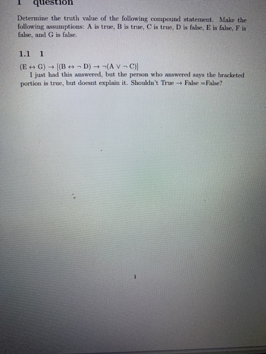 Solved question Determine the truth value of the following | Chegg.com