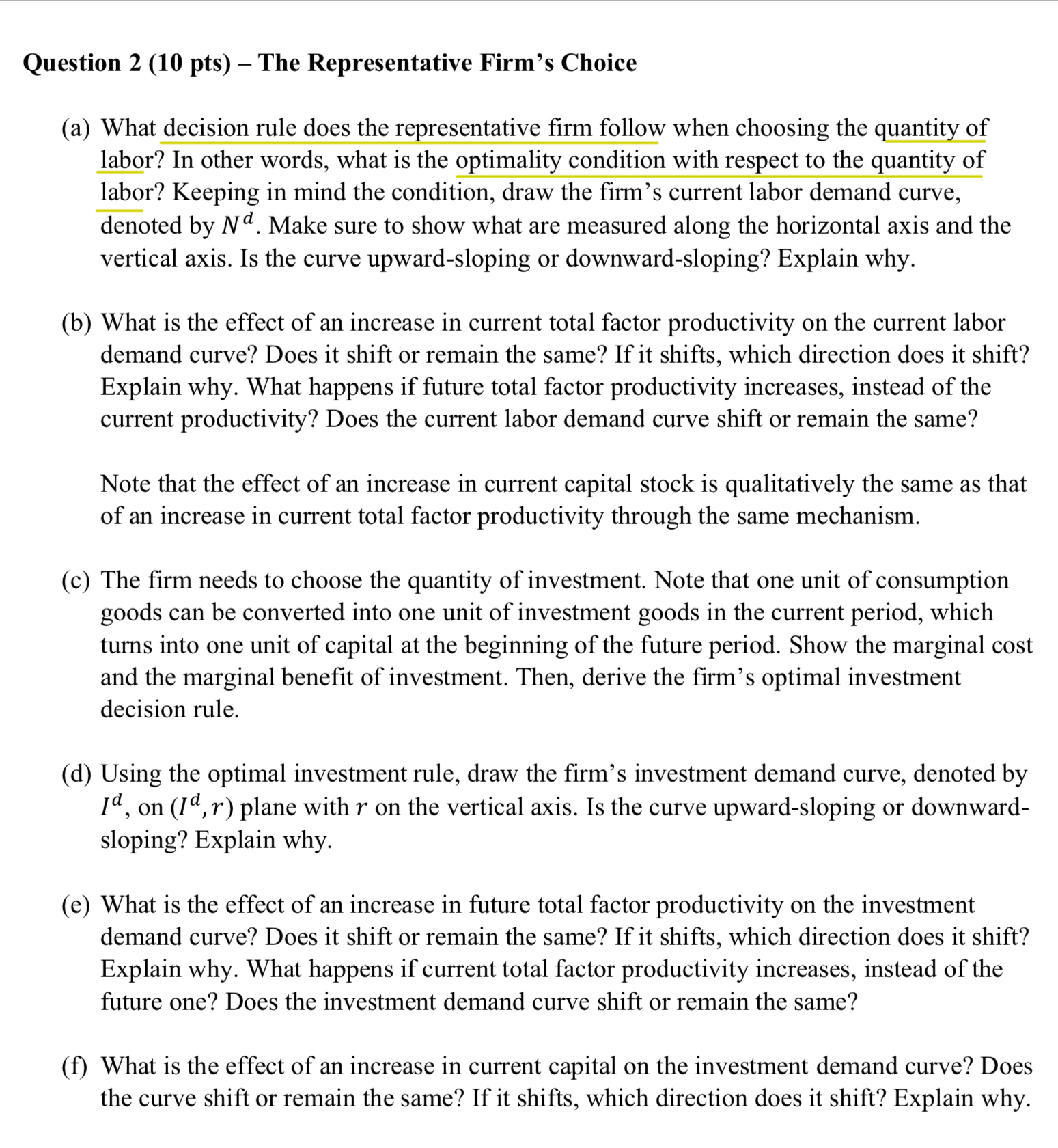 Solved Question 2 (10 ﻿pts) - ﻿The Representative Firm's | Chegg.com