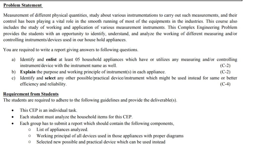 Solved Problem Statement Measurement of different physical | Chegg.com