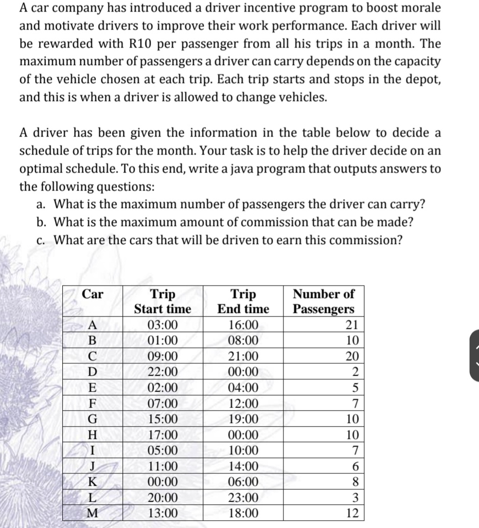 Solved A car company has introduced a driver incentive | Chegg.com