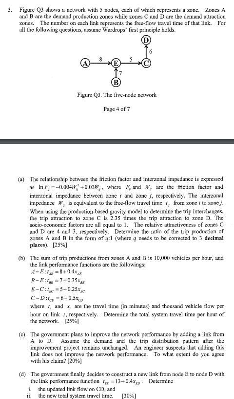 Solved Figure Q3 ﻿shows a network with 5 ﻿nodes, each of | Chegg.com
