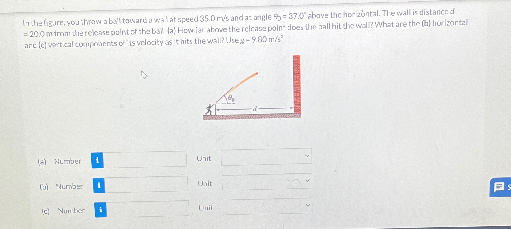 Solved In the figure, you throw a ball toward a wall at | Chegg.com
