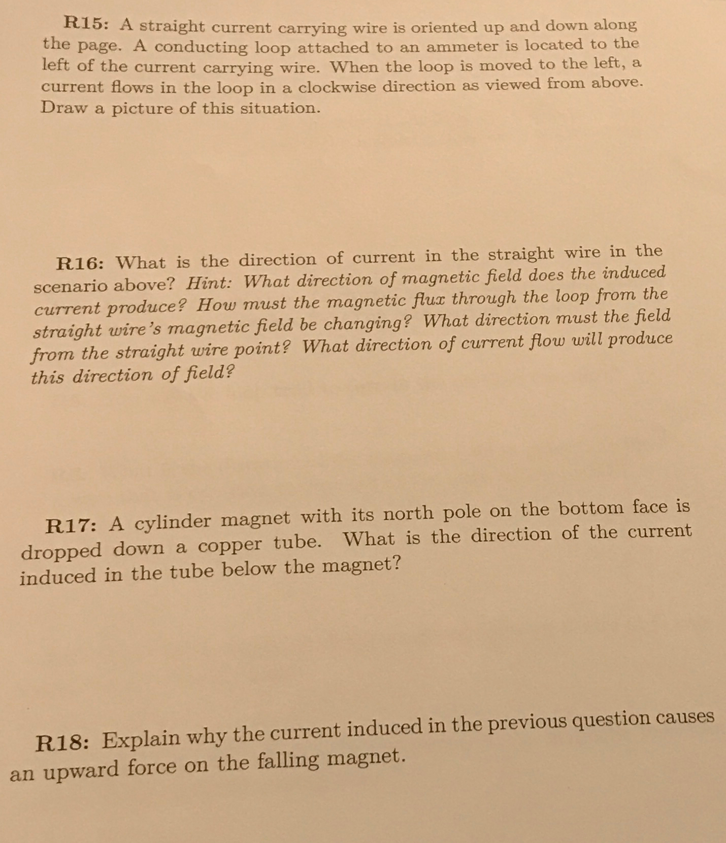 Solved R15: A straight current carrying wire is oriented up | Chegg.com