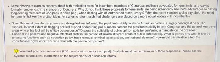 Some observers express concem about high reelection | Chegg.com