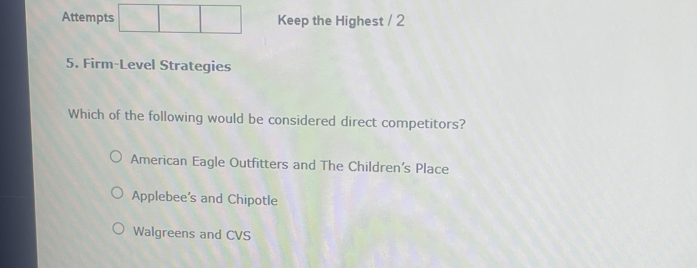 Solved AttemptsKeep the Highest / 2Firm-Level | Chegg.com