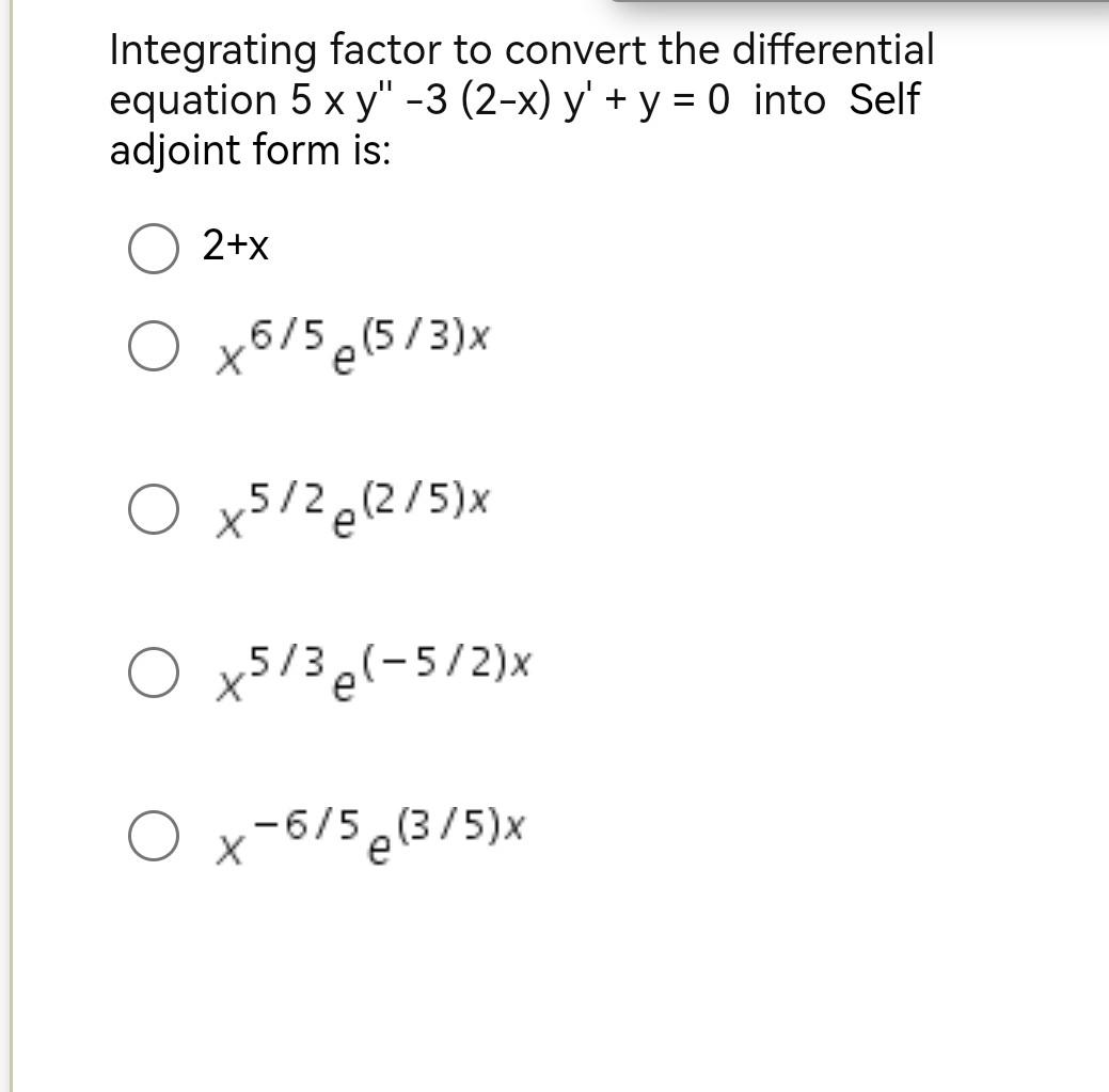 Solved Integrating factor to convert the differential | Chegg.com