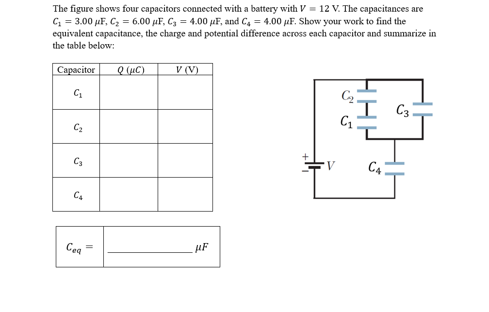 Solved The figure shows four capacitors connected with a | Chegg.com Solved The figure shows four capacitors connected with a | Chegg.com