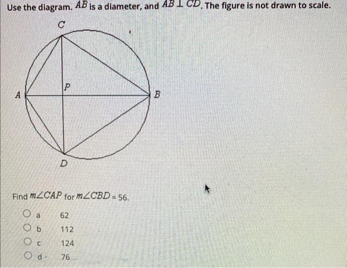 Solved Use the diagram. AB is a diameter, and AB CD. The | Chegg.com
