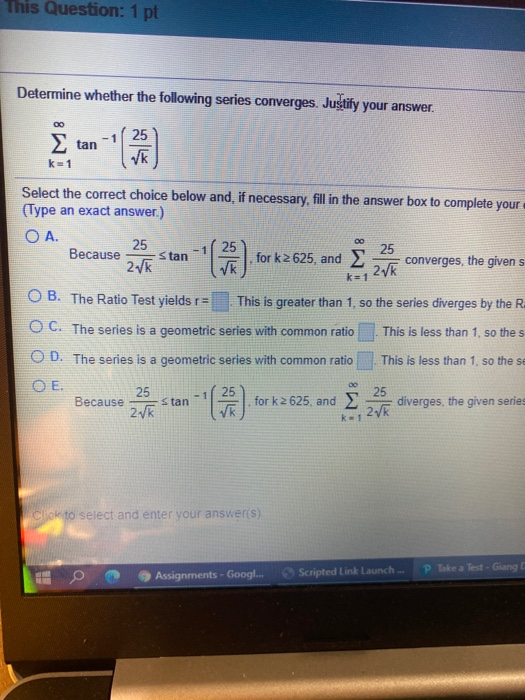 Solved This Question: 1 pt Determine whether the following | Chegg.com