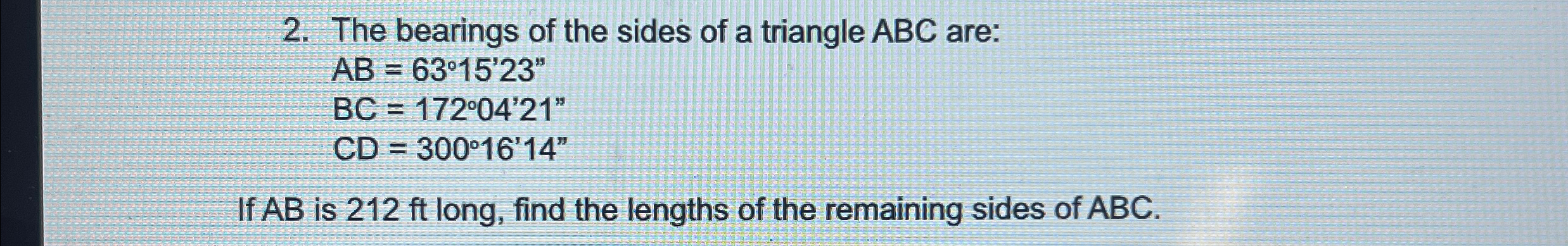 The bearings of the sides of a triangle ABC | Chegg.com