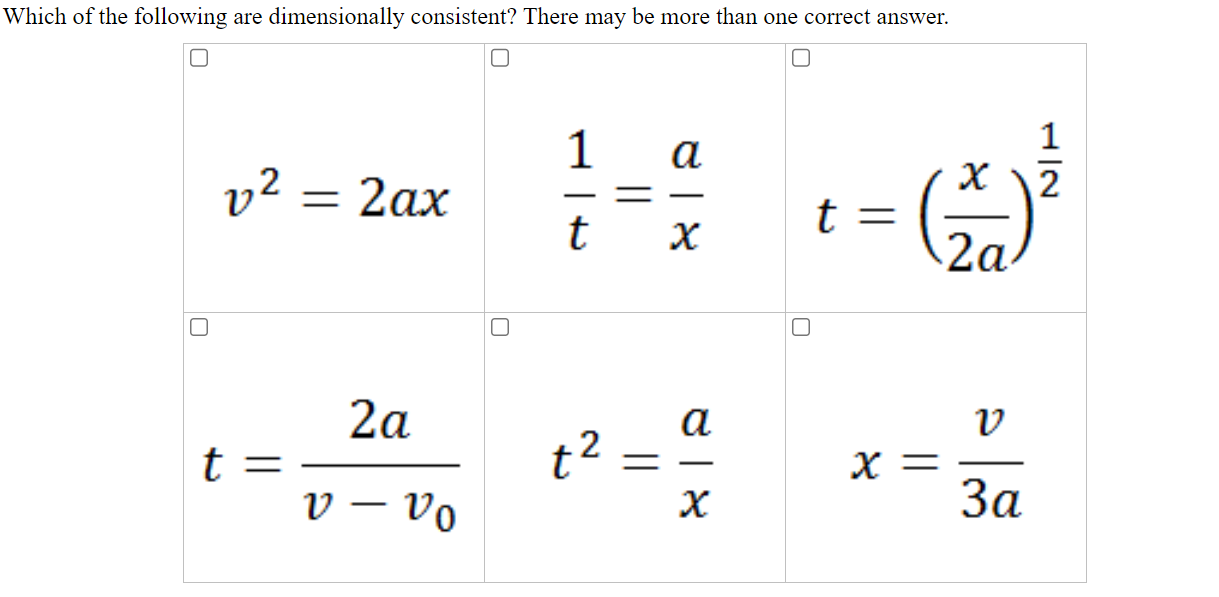 Solved Which of the following are dimensionally consistent? | Chegg.com