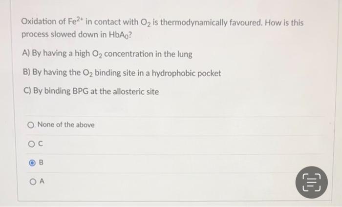 Solved Oxidation of Fe2+ in contact with O2 is | Chegg.com