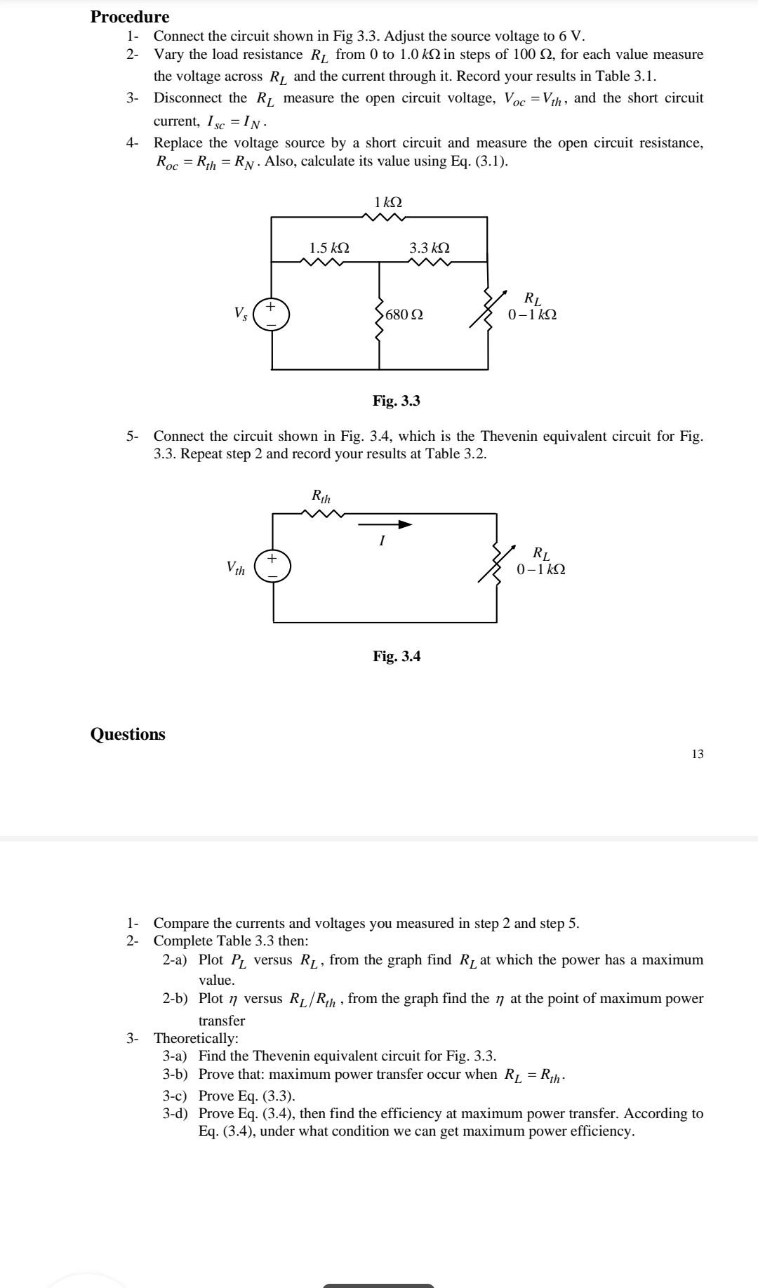 Solved Procedure 1- Connect the circuit shown in Fig 3.3. | Chegg.com