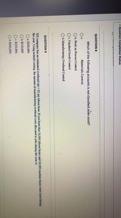 Solved Question Completion Status: QUESTIONS Оа Which of the | Chegg.com