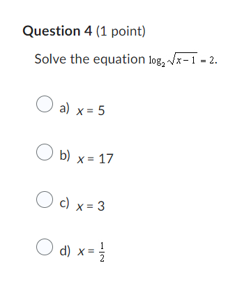 Solved Question 4 (1 ﻿point)Solve the equation | Chegg.com