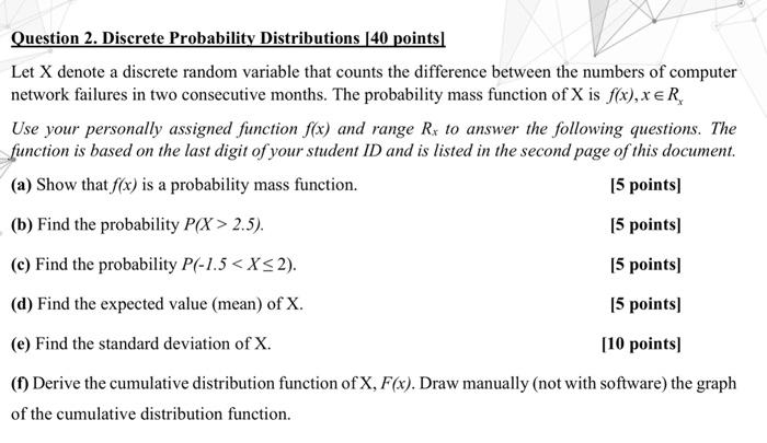 Solved Let X denote a discrete random variable that counts | Chegg.com