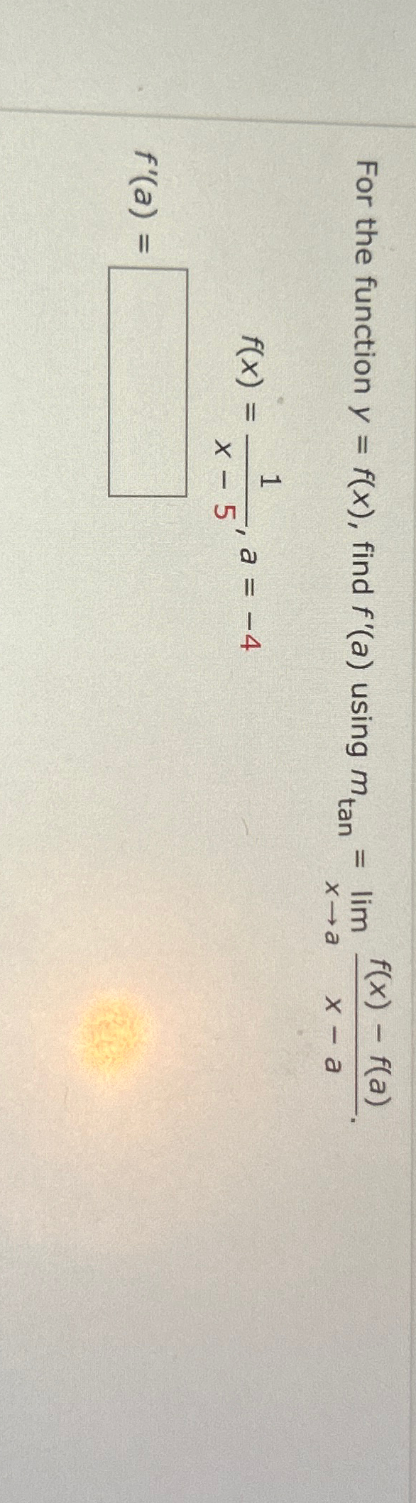 Solved For the function y=f(x), ﻿find f'(a) ﻿using | Chegg.com
