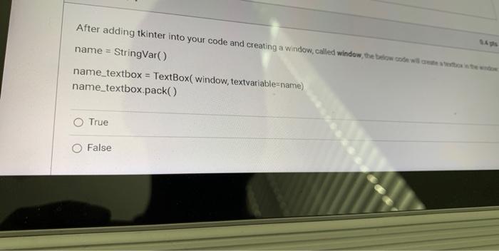 Solved ..the below code will create a textbox in the widow: | Chegg.com