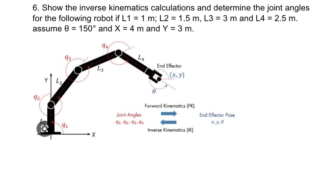 Solved Show the inverse kinematics calculations and | Chegg.com