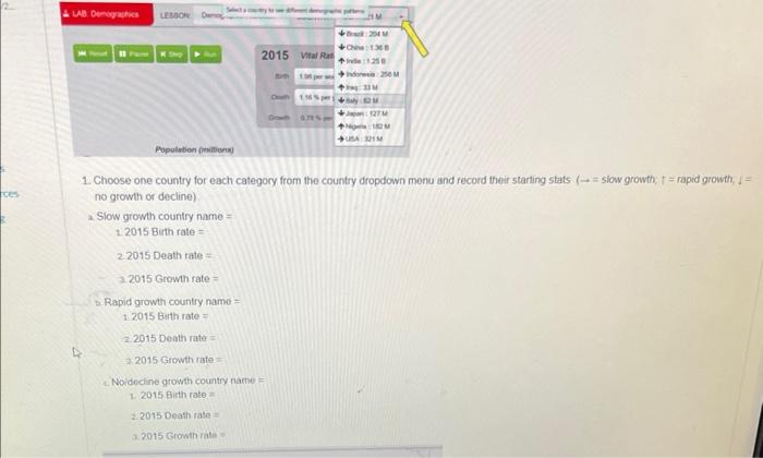 Solved 1. Choose one country for each category from the | Chegg.com