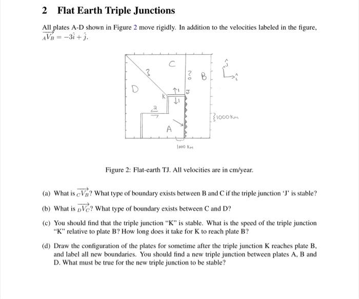 Solved 2 Flat Earth Triple Junctions All plates A-D shown in | Chegg.com