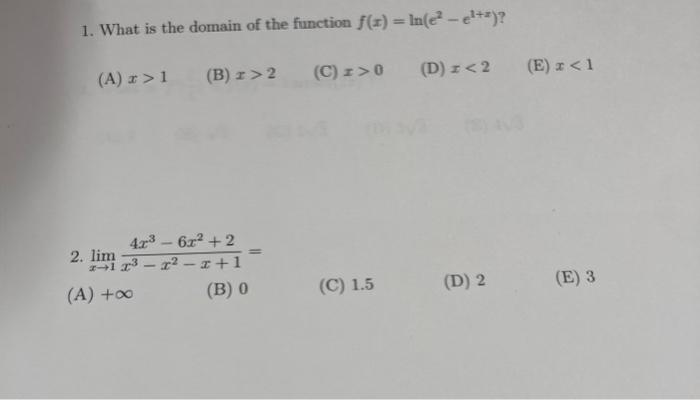Solved 1. What is the domain of the function | Chegg.com