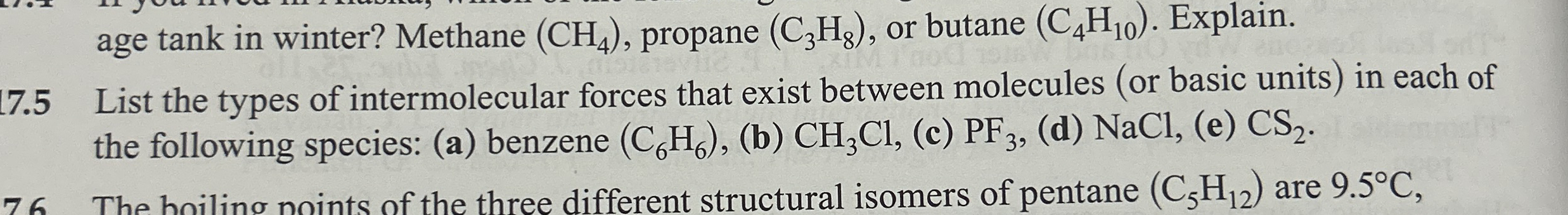 Solved 17.5 ﻿List the types of intermolecular forces that | Chegg.com