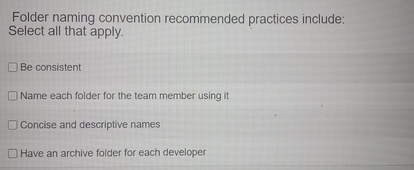 Solved Folder naming convention recommended practices | Chegg.com