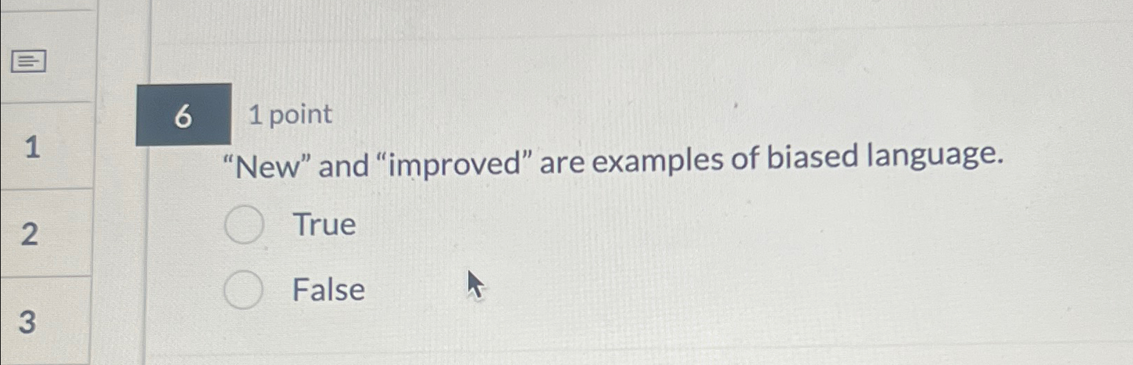 Solved 61 ﻿point"New" and "improved" are examples of biased | Chegg.com