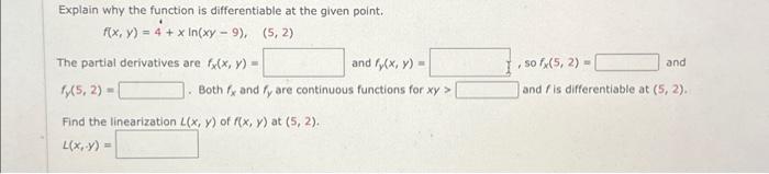Solved Explain why the function is differentiable at the | Chegg.com