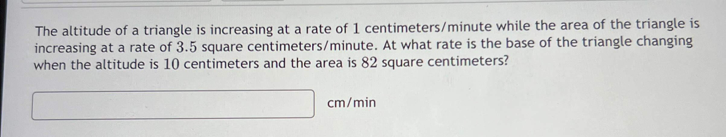 Solved The altitude of a triangle is increasing at a rate of | Chegg.com