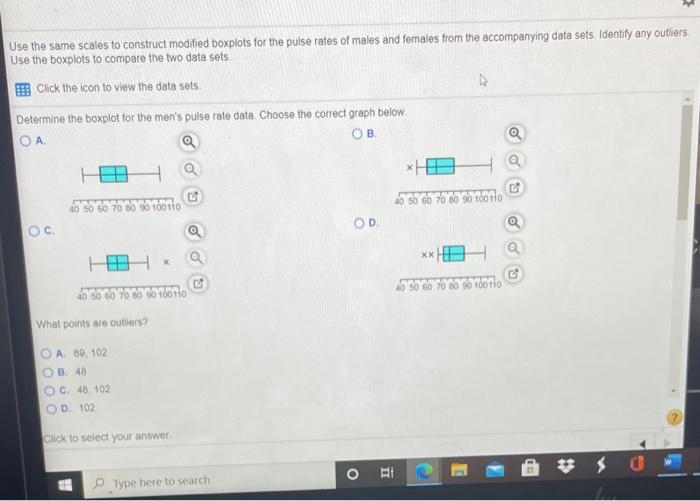 Solved Use the same scales to construct modified boxplots | Chegg.com