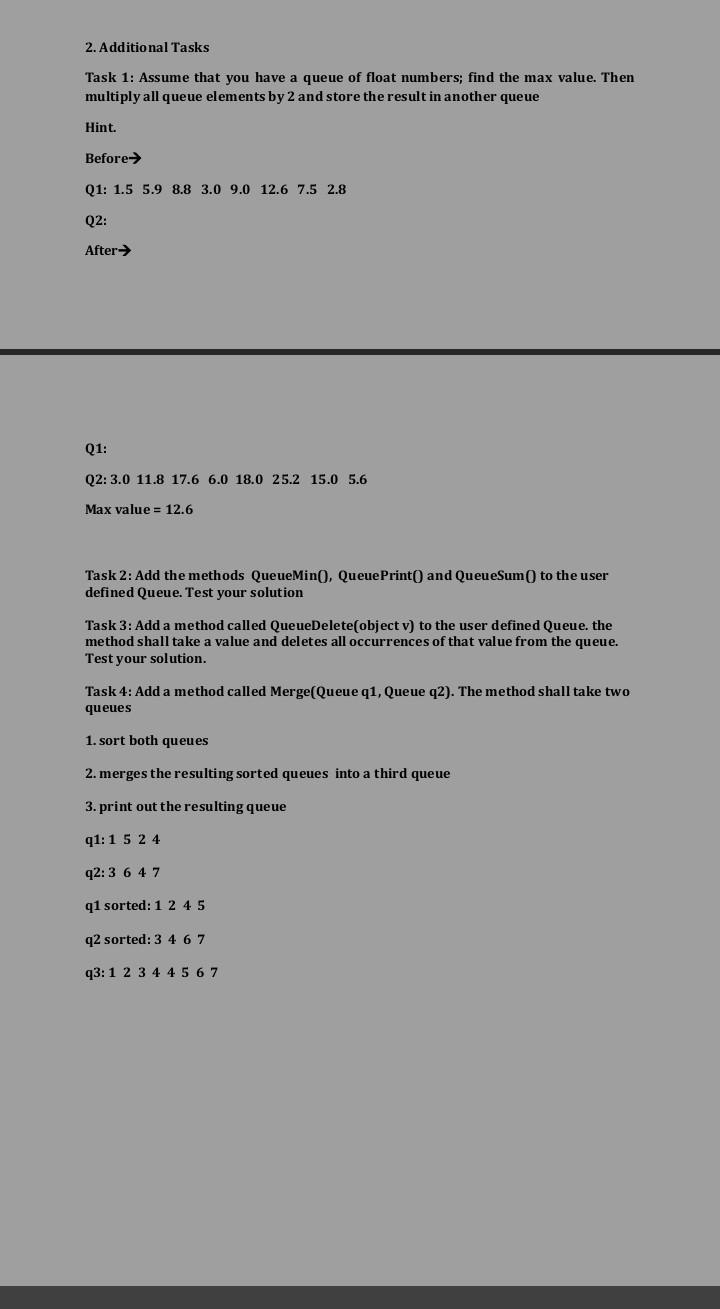 Solved 2. Additional Tasks Task 1: Assume that you have a | Chegg.com