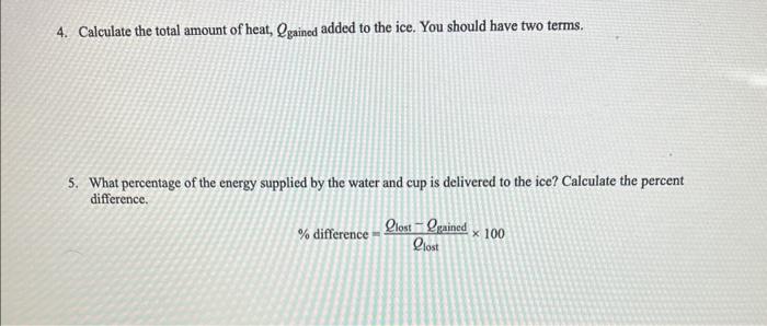 Solved Data Table4. Calculate the total amount of heat, | Chegg.com