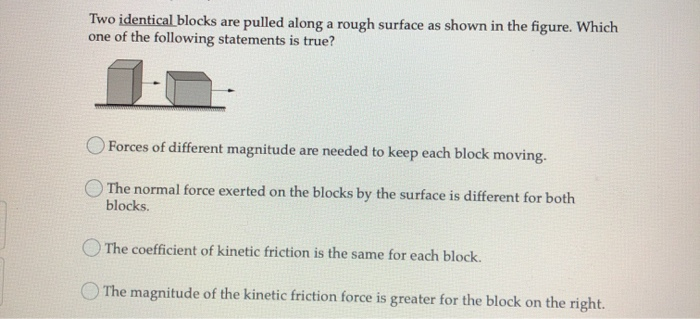 Solved Two identical blocks are pulled along a rough surface | Chegg.com