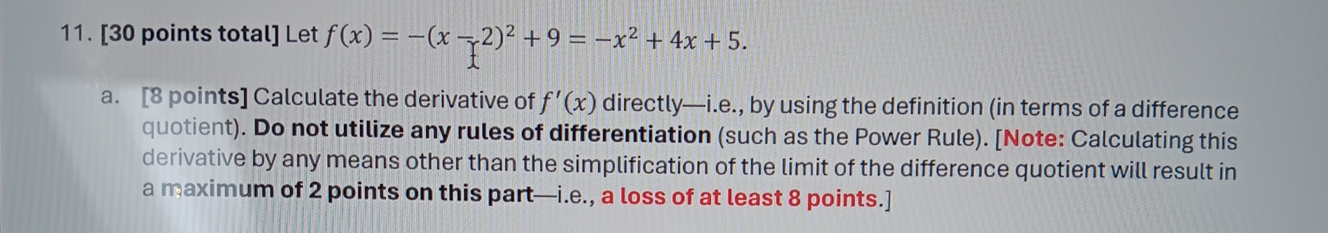 Solved [30 ﻿points total] ﻿Let f(x)=-(x-)2+9=-x^2+4x+5. [8 | Chegg.com