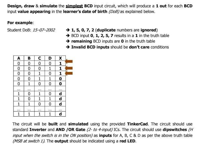Solved Design, draw & simulate the simplest BCD input | Chegg.com
