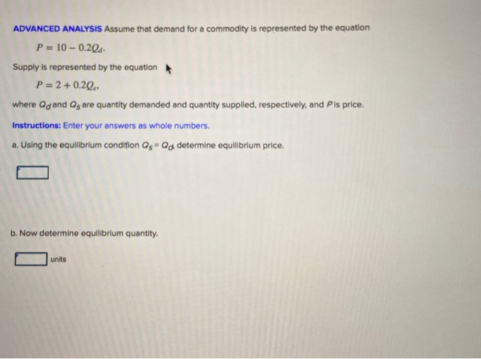 Solved ADVANCED ANALYSIS Assume that demand for a commodity | Chegg.com