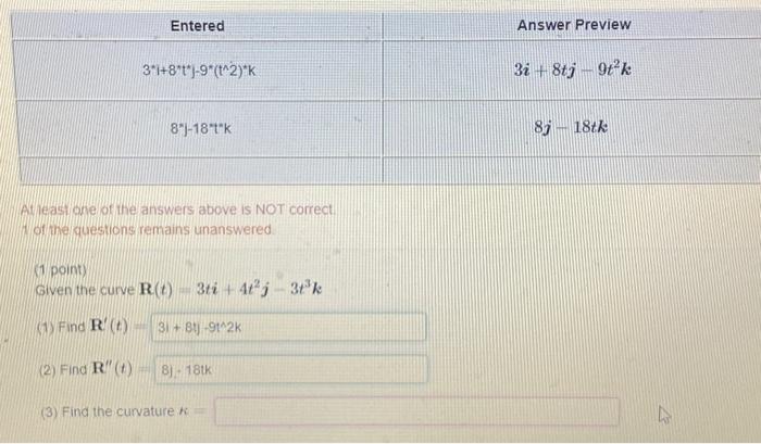 Solved R(t)=3ti+4t2j−3t3k | Chegg.com