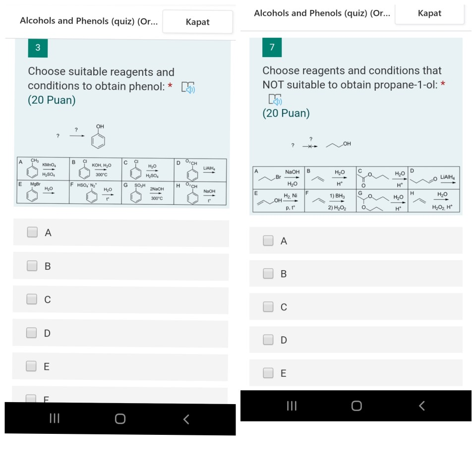 Solved Alcohols and Phenols (quiz) (Or... Kapat Alcohols and | Chegg.com