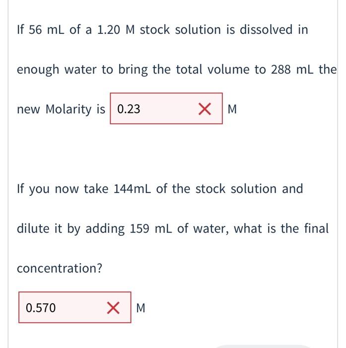 Solved Determine the molarity of the following solutions. | Chegg.com