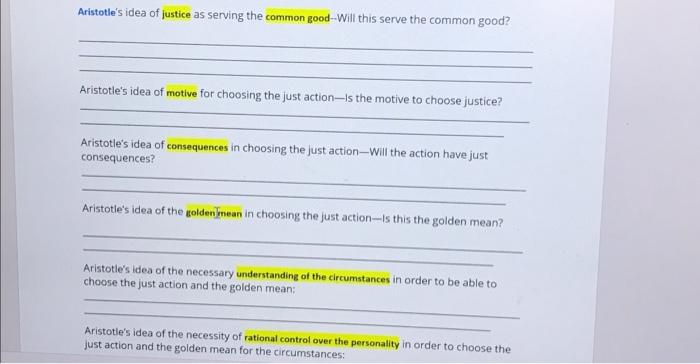 Solved Aristotle's idea of justice as serving the common | Chegg.com