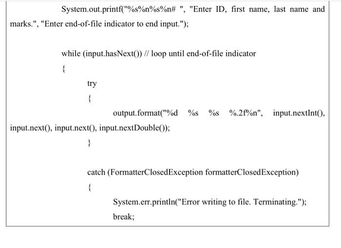 Solved a Task 1: Class CreateTextFile uses a Formatter to | Chegg.com
