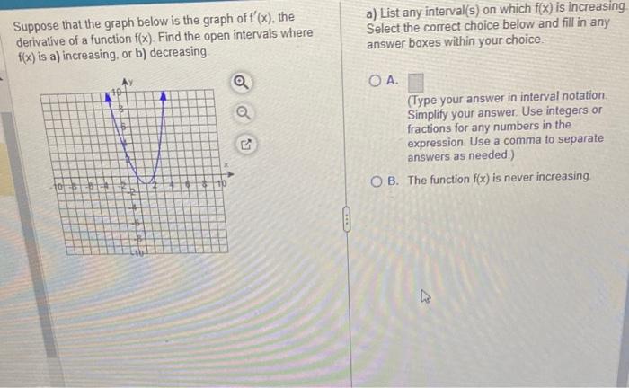 Solved Suppose that the graph below is the graph of f′(x), | Chegg.com