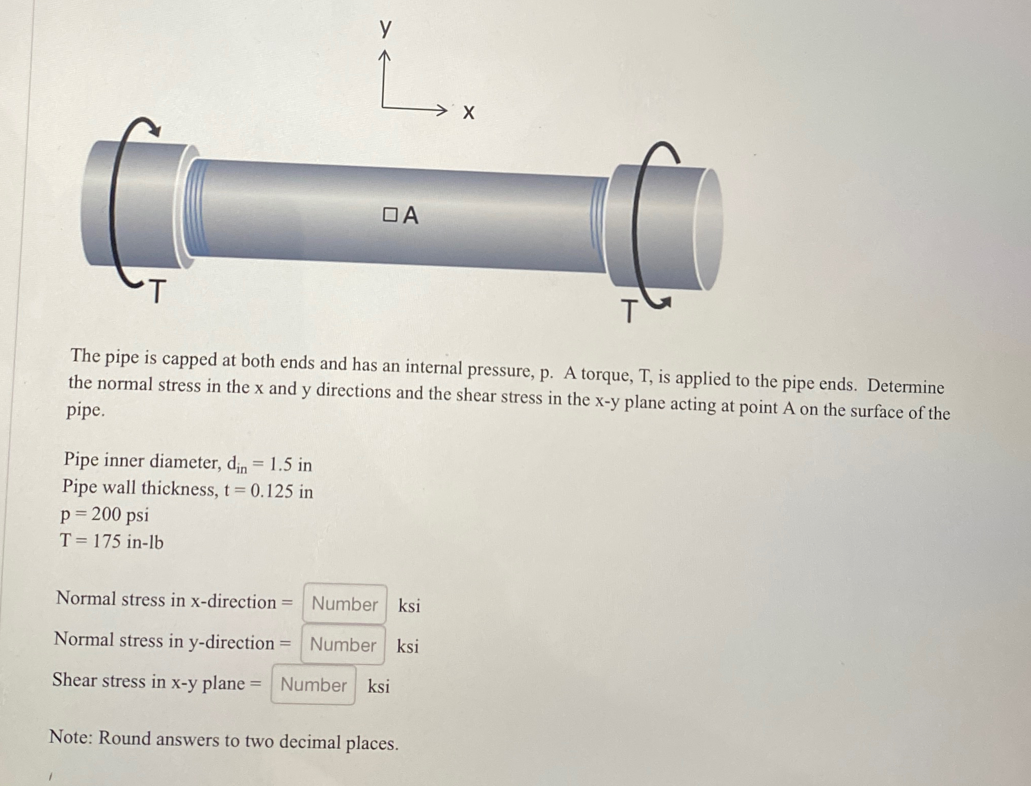 Solved The pipe is capped at both ends and has an internal | Chegg.com