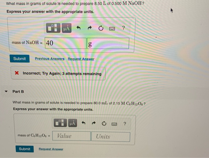 Solved What mass in grams of solute is needed to prepare | Chegg.com